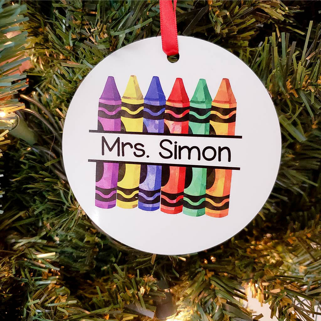 Personalized Teacher Crayon Christmas Ornament – Sunny Box