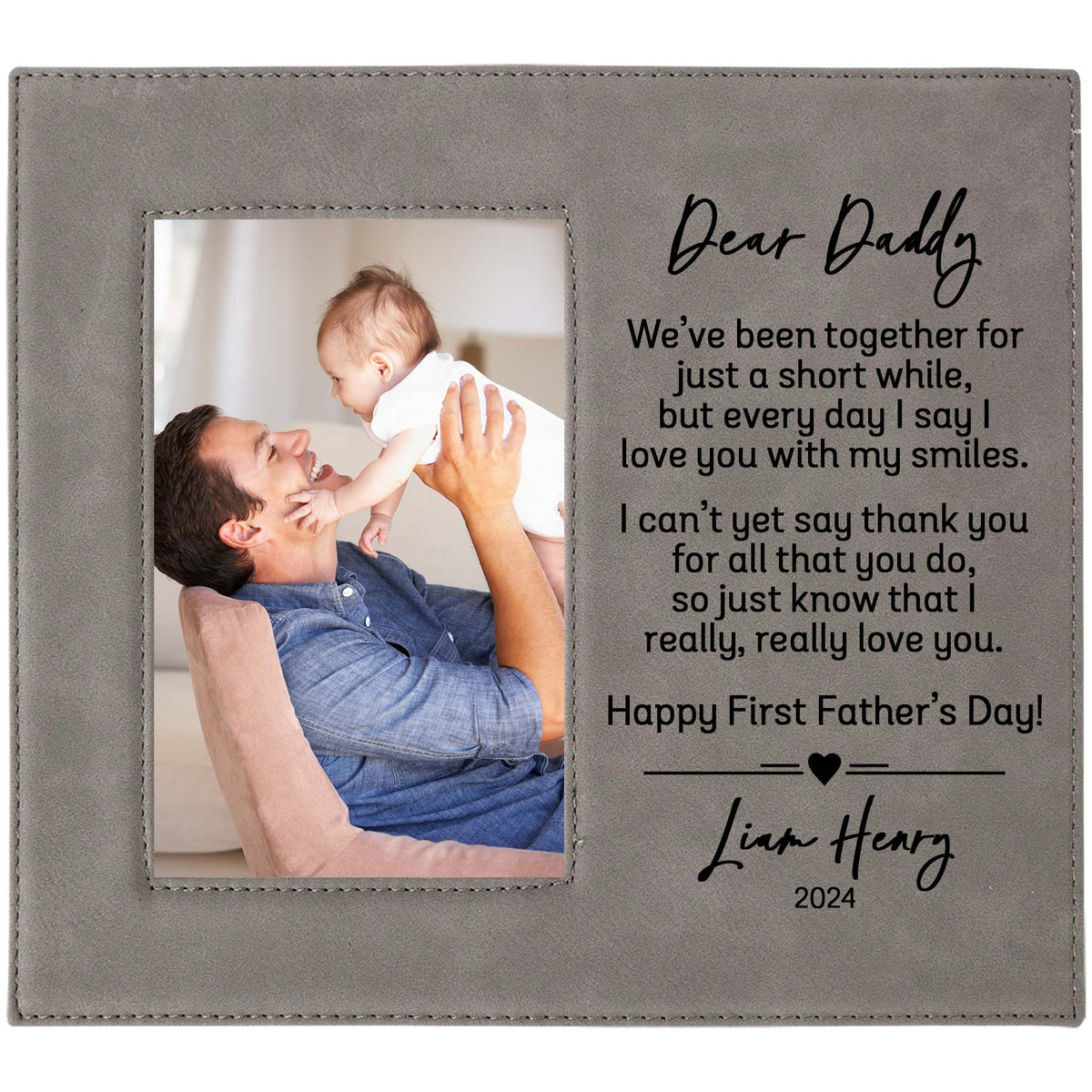 Dear Daddy - First Father's Day Engraved Leatherette Picture Frame ...